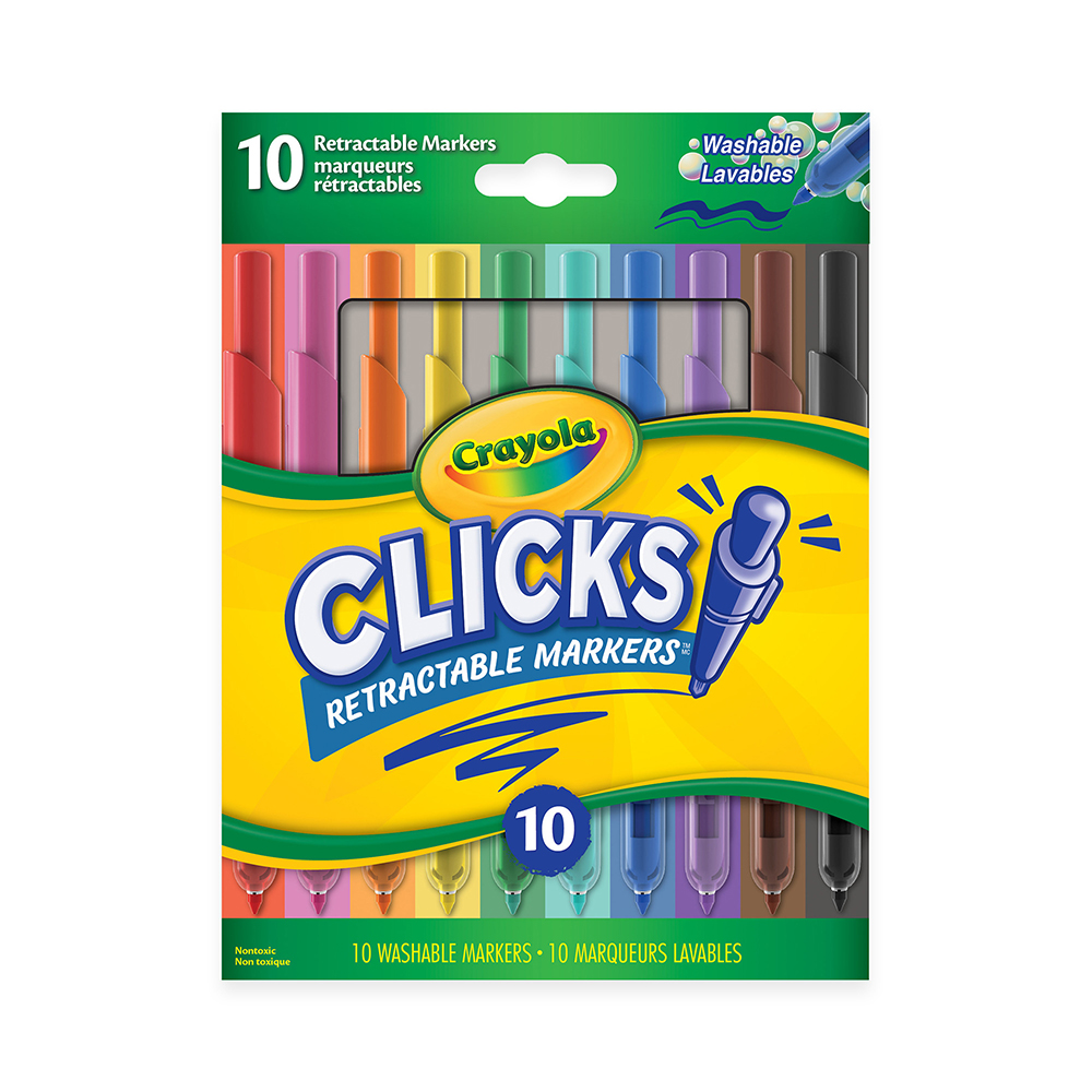 Crayola - 10 marqueurs rétractables Clicks - Papeterie et scolaire