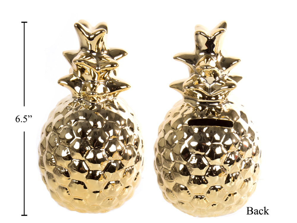 Gold ceramic pineapple money bank - Decorations and furniture