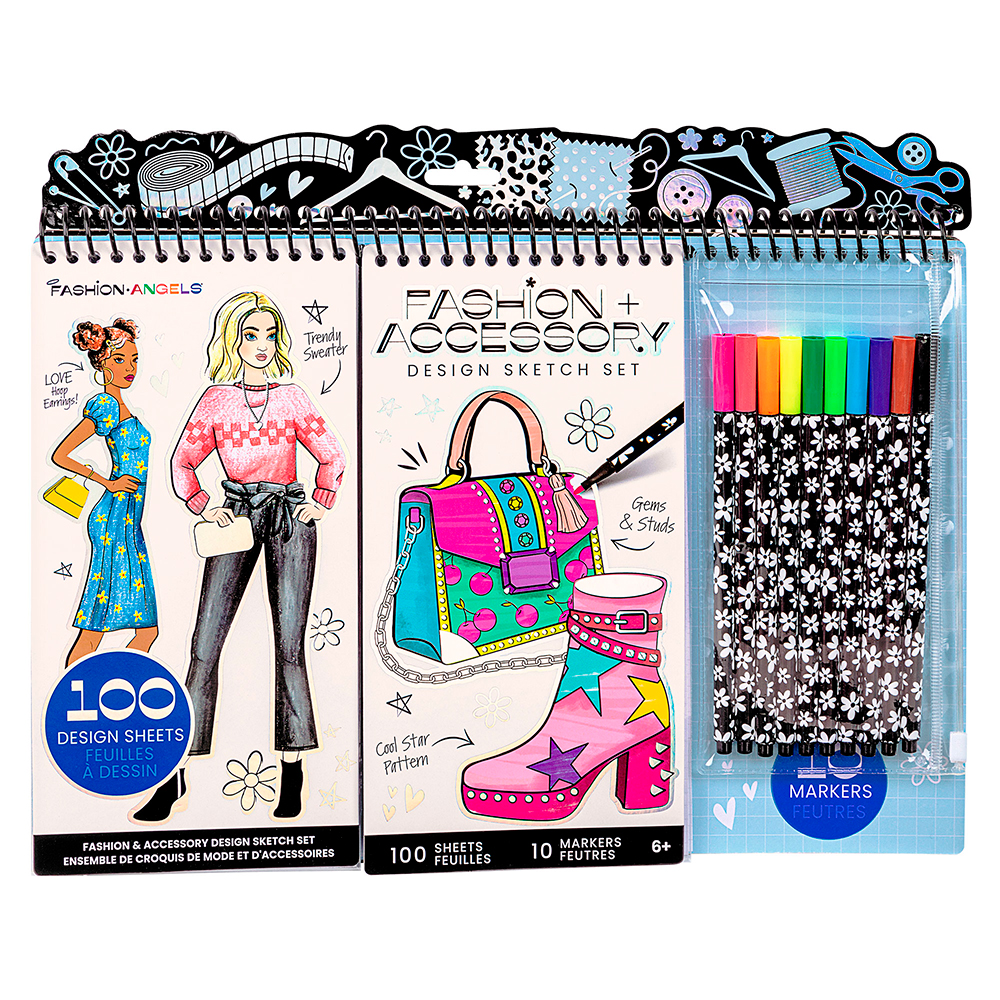 Fashion Angels - Fashion & Accessory Design Sketch Set with Markers ...