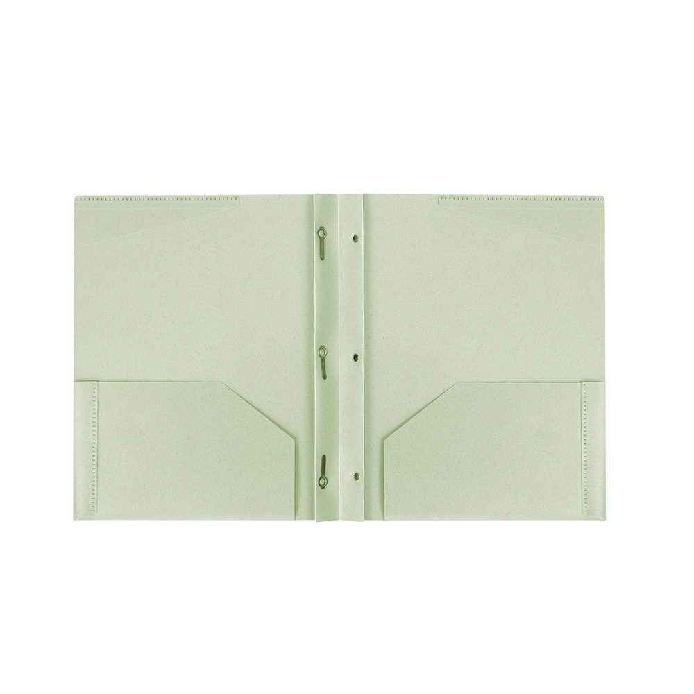 Biodegradable duo-tang with fasteners and pouches, Green - Stationery ...