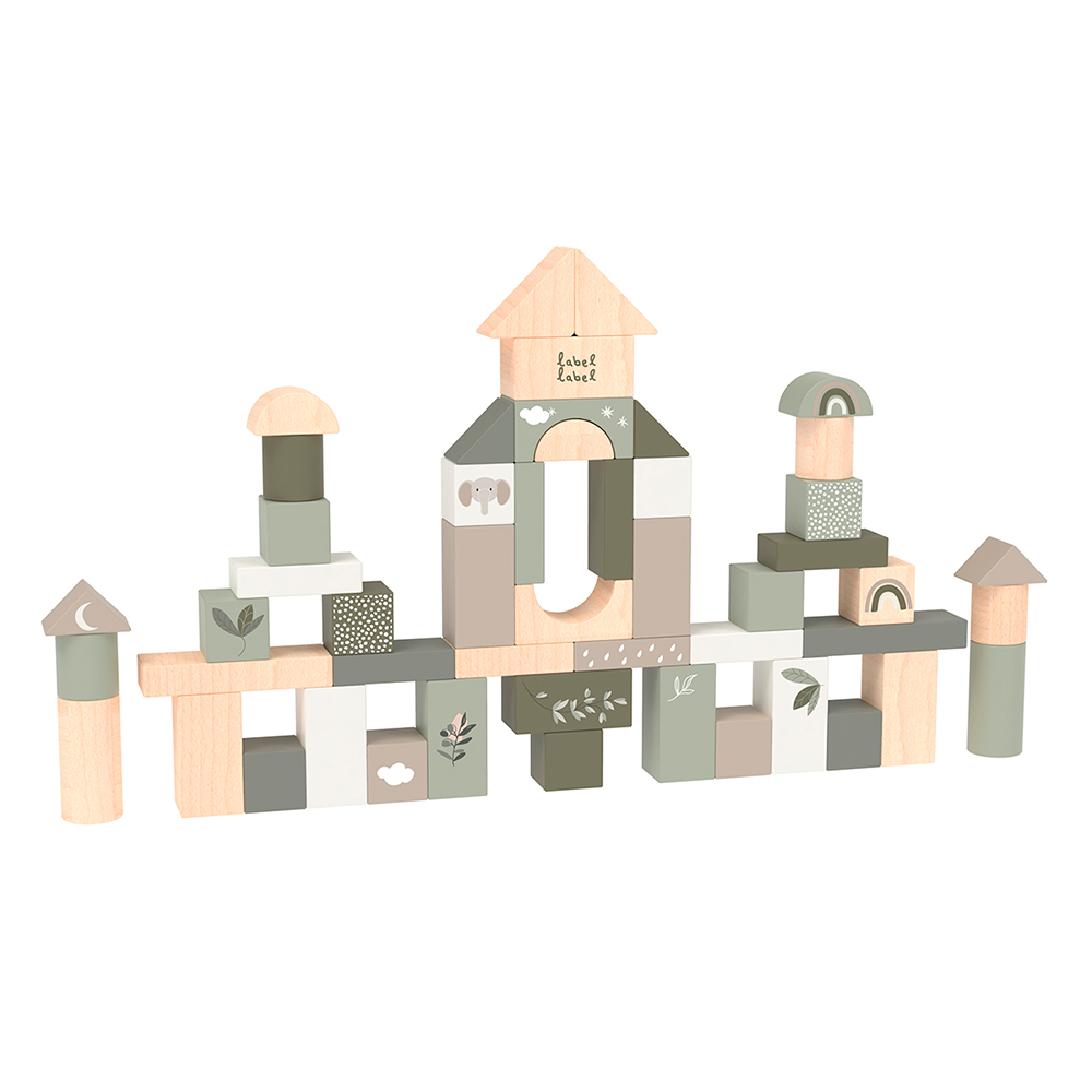 Label Label - Wooden blocks 50pcs - Olive Green - Preschool