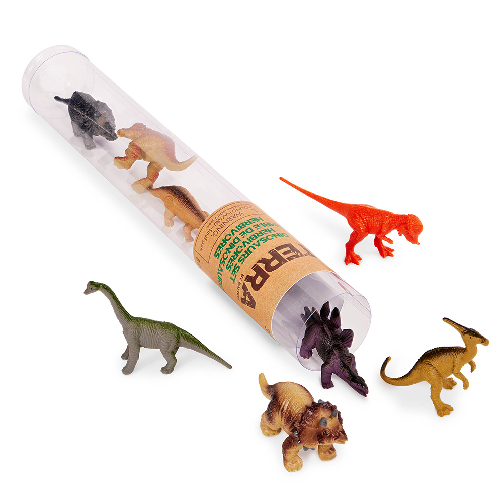 Terra - Tube 8 pieces Dinosaurs Set, Herbivores6-11 cm in a tube - Figures
