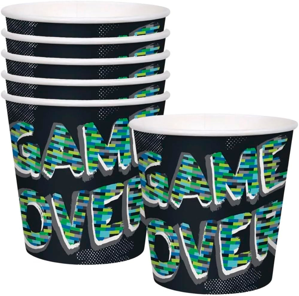 Gamer - 6 paper snack buckets 8'' - Parties and surprise gifts