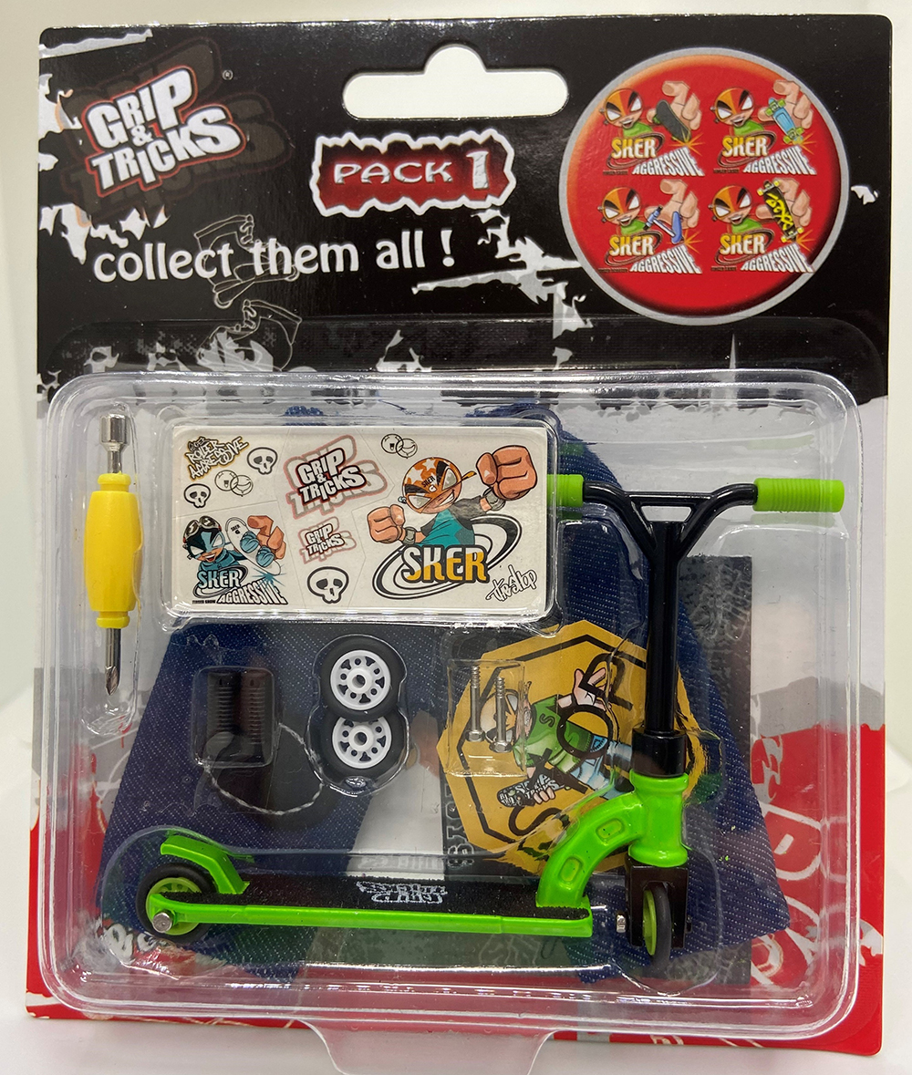 Grip & Tricks - Trottinette Stunt à doigt vert - Figurines